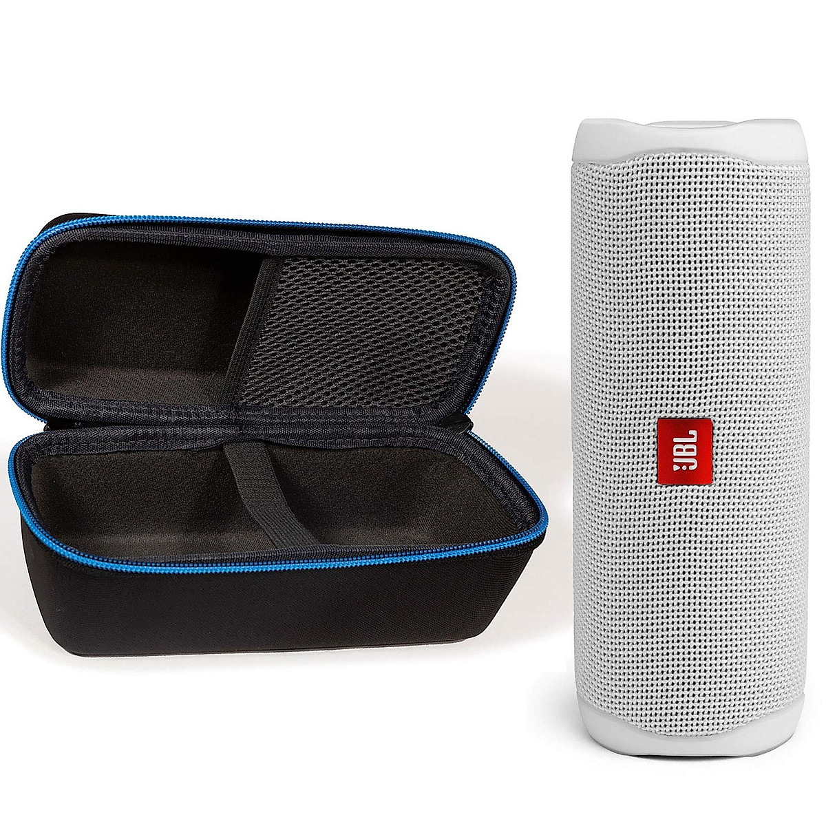 JBL Flip 5 Waterproof Portable Wireless Bluetooth Speaker Bundle with divvi! Protective Hardshell Case - White