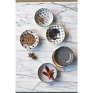 Now Designs Pinch Bowls, Bits & Dots, Assorted Colors - DIA 3.75 in x 1 in, 2oz | Set of 6.