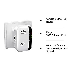 WiFi Extender, Signal Booster Up to 3000sq.ft and 28 Devices, WiFi Range Extender, Wireless Internet Repeater, Long Range Amplifier with Ethernet Port, 1-Tap Setup, Access Point, Alexa Compatible