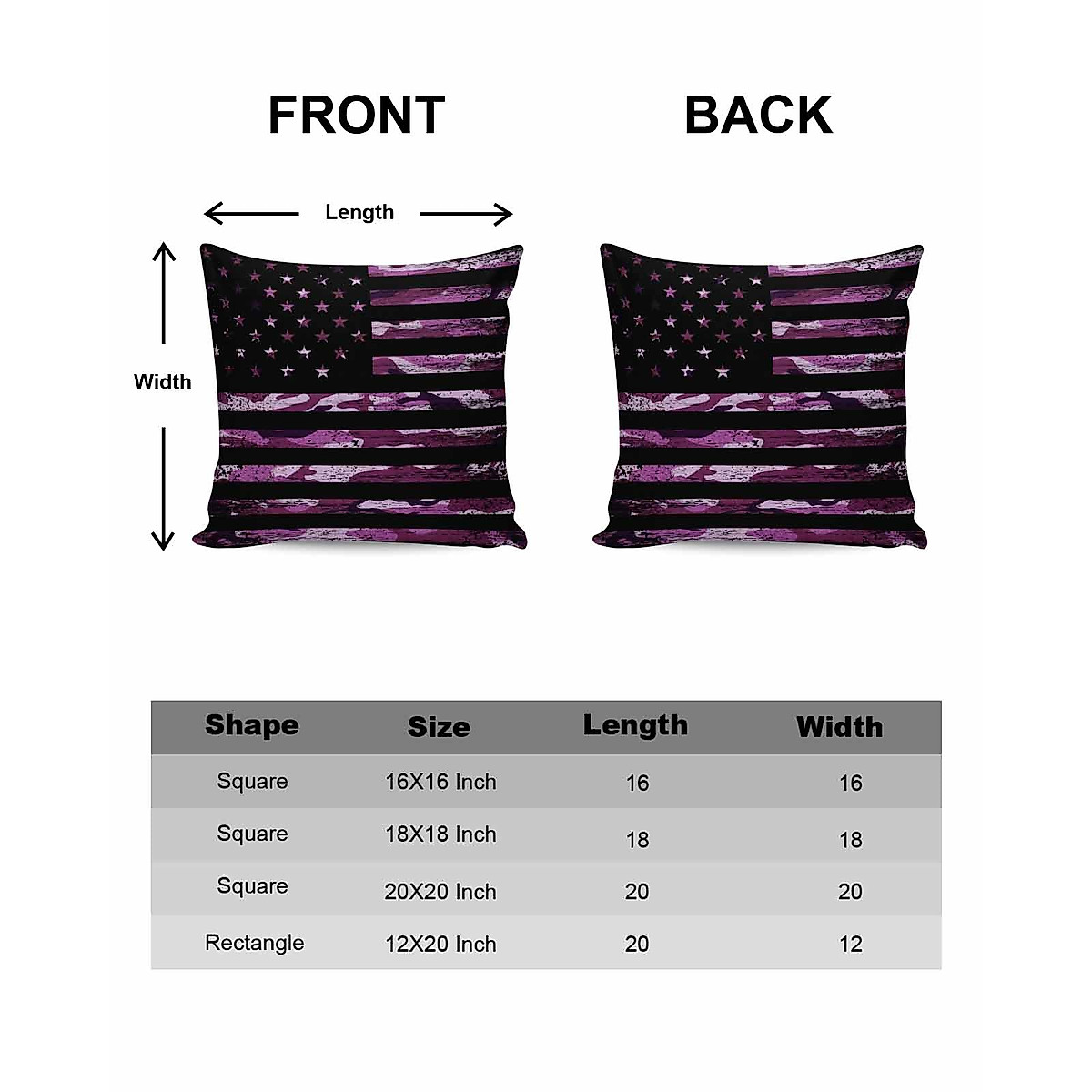 Pillow Cases Linen Pillow Shams Independence Day Camo American Flag Patriotic Pillow Cases Set of 2 16x16 Inches Pillowcases Square Cushion Covers Flax Soft Linen Pillow Covers for Couch Sofa