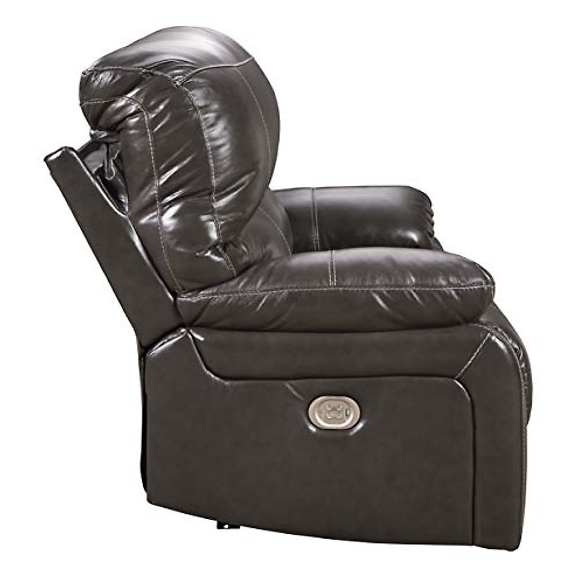 Signature Design by Ashley Hallstrung Leather Adjustable Oversized Power Recliner with USB Charging, Gray