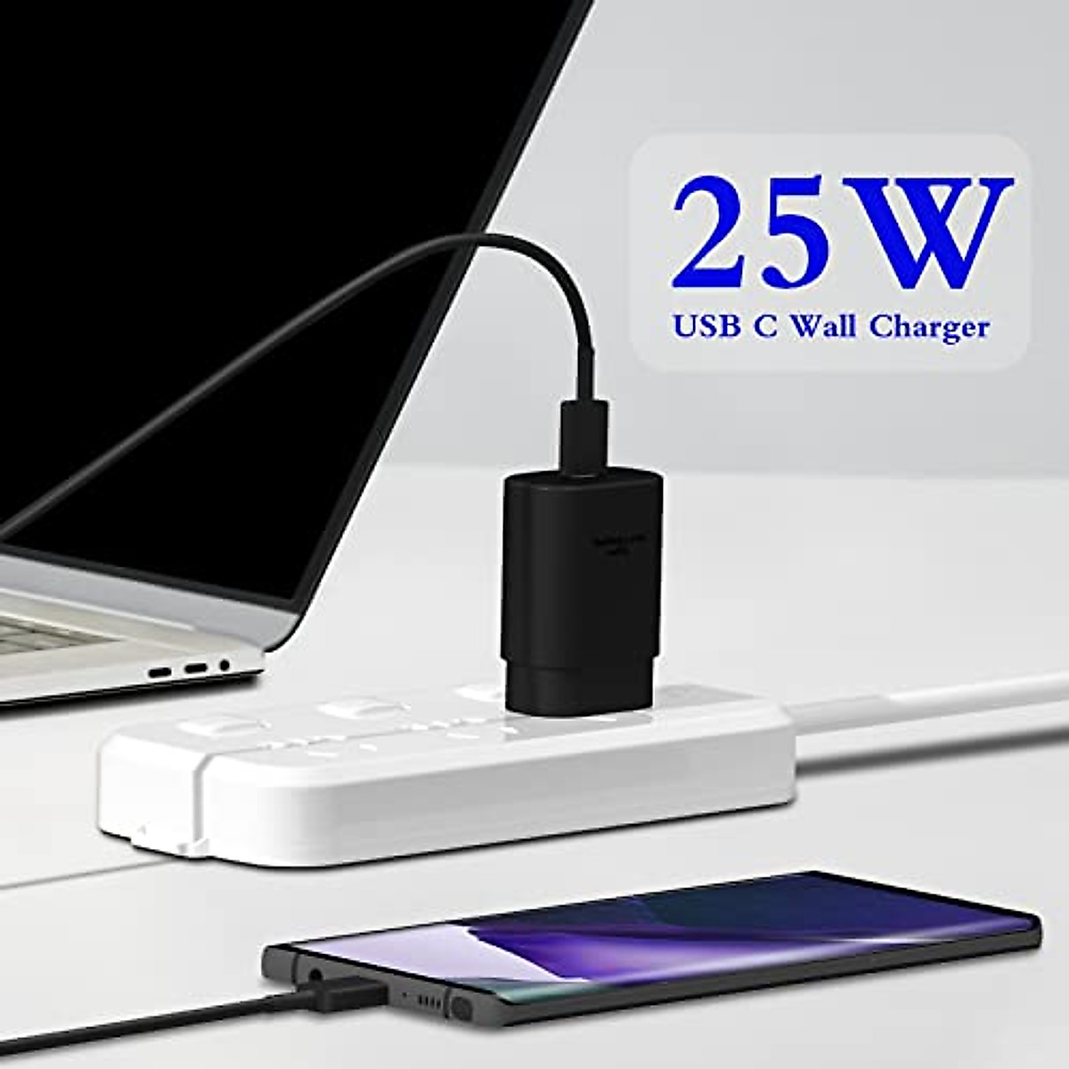 Type C Charger, 2PacK 25W USB C Charger Super Fast Charger with 6FT USB C to C Charger Cable Compatible with Samsung Galaxy S23 Ultra/S23/S23+/S22/S22 S21 S20 Ultra/S22+/S21+/ Ultra/S20/S20+/