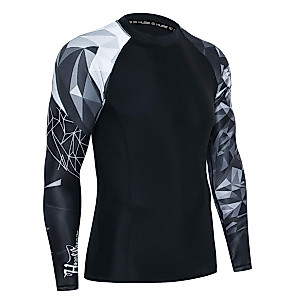 HUGE SPORTS Wildling Series UV Protection Quick Dry Compression Rash Guard (Lion,2XL)