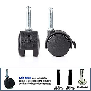 MCAMPAS 2 Pack Lock Swivel Caster Replacement Parts for Weber Gas Grill Stem Casters-2.5 inch Caster Wheel