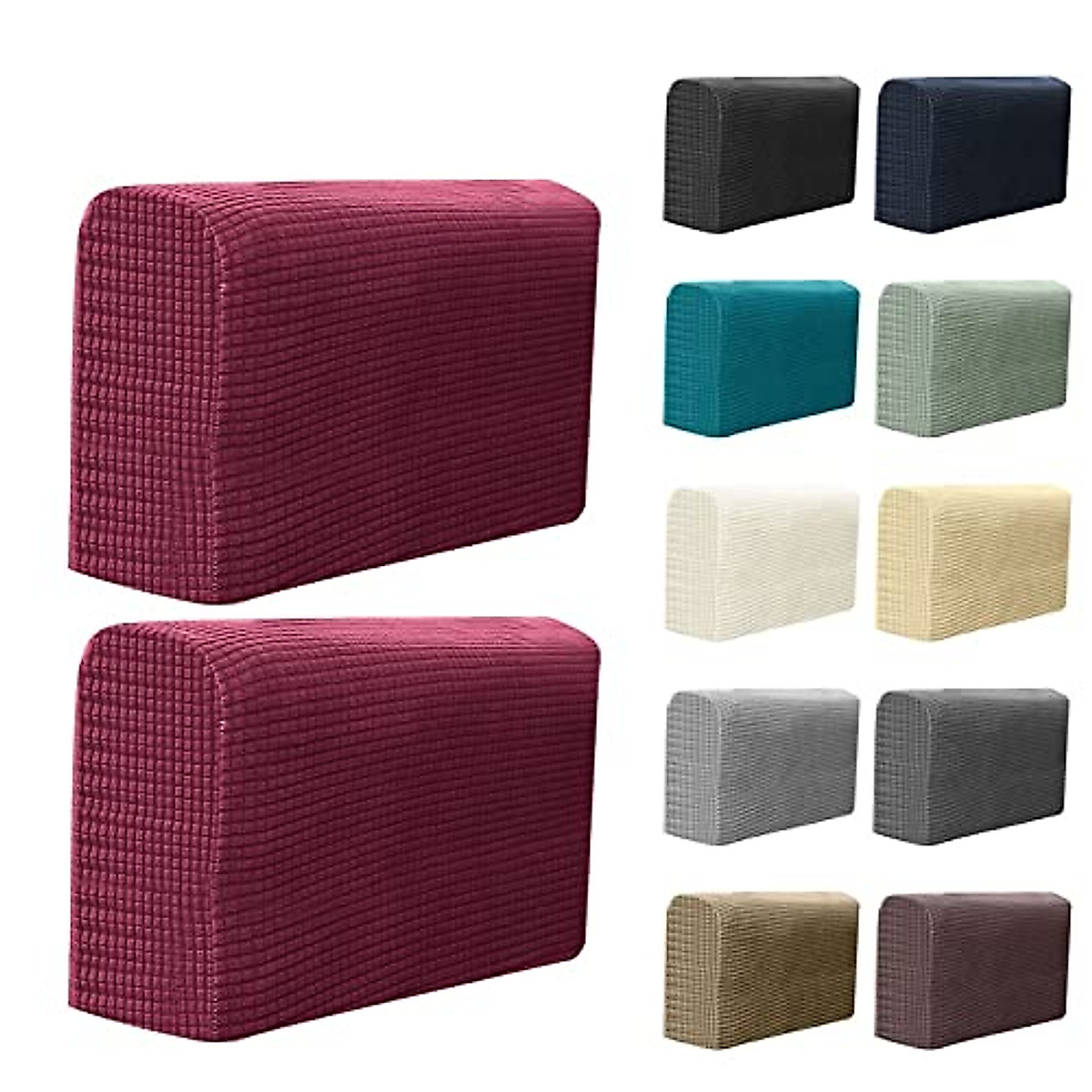 Susosu Couch Cover 2pcs/Pack Home Couch Solid for Sofa Armchair Slipcover Armrest Cover Non Slip Recliner Arm Cap Protective Living Room Stretchy (Color : K)