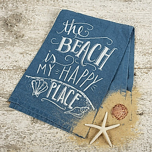Primitives by Kathy Blue Chalk Art Dish Towel, 28", The Beach is My Happy Place
