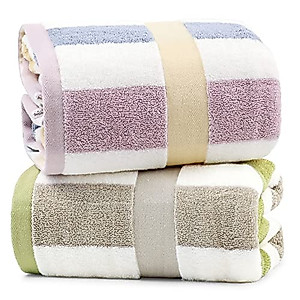 Jacquotha Striped Shower Towels 2 Pack, Super Absorbent Quick Dry Bathroom Towels for Daily Use, Large Bath Towels Set for Men Women, 55 x 27.5 Inches