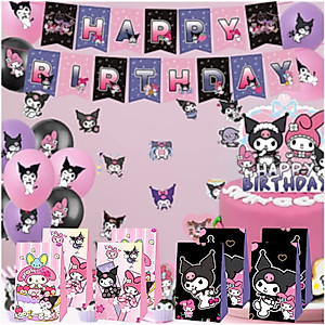 BNFUO 12 Pack Kuromi Party Favor Gift Bags for My Melody Birthday Party Decorations