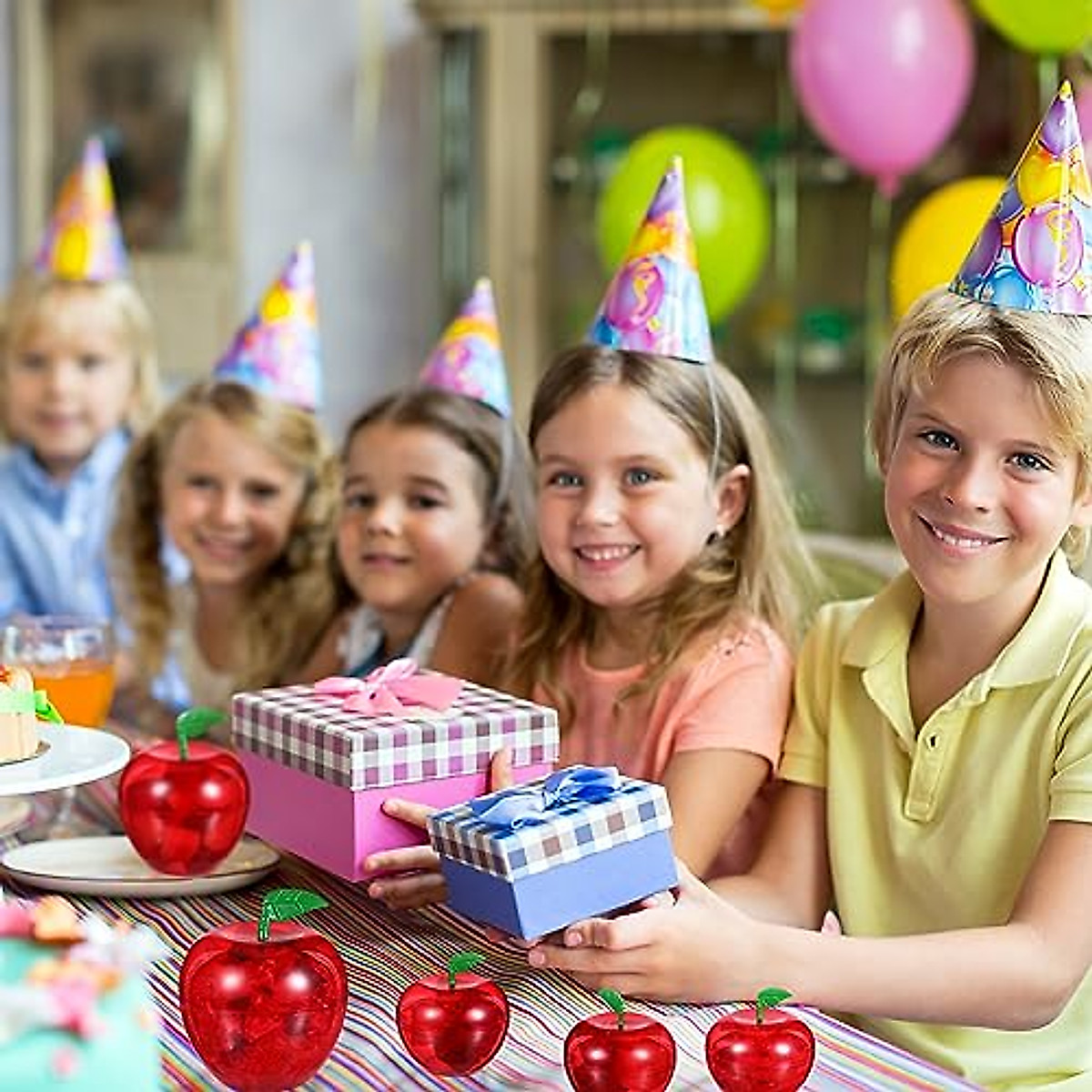 Tioncy 24 Pcs Plastic Apple Containers Christmas Decorations Red Apple Containers Bobbing Apple Teacher Apple Candy Cookie Jars Toy Containers for Gift Party Wedding Rosh Hashana Party(24 Pcs)