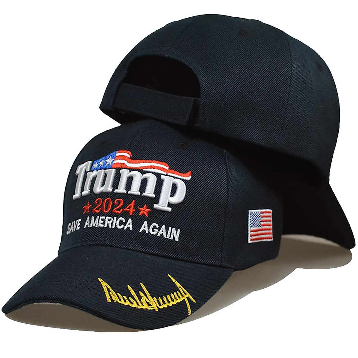 AYRXG 2024 Trump Hat Campaign Rally Save America Again Embroidered Adjustable Black Baseball Cap for Both Men and Women