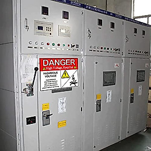 Hazardous Voltage Safety Warning Sticker 3" X 4" Danger Voltage Warning Keep Out Label Decal Vinyl Adhesive High Voltage Electrical Safety Warning Sign Sticker for Battery Bank, in-Wall Safe 8 Pack