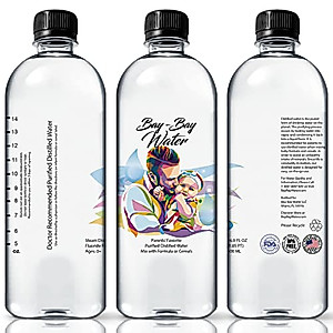 Bay Bay Water - Purified Distilled Water for Babies - 16.9 oz. - Use for Everyday Drinking, Infant Formula, Milk, and Baby Cereal - BPA Free - No Fluoride, Phosphate - Prevent Mineral Overload (16.9 Fl Oz (Pack of 12))