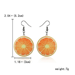 VEINTI+1 Summer Fruit Earrings Lightweight Trendy Statement Creative Funny Lifelike Fruits Acrylic Earrings for Women (Orange)