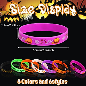 JUNEBRUSHS 64pcs Halloween Party Favors Silicone Bracelets Rubber Wristbands for Halloween Party Trick or Treat Goodie Bag Stuffers Fillers Decorations Accessories Supplies(8 Designs)
