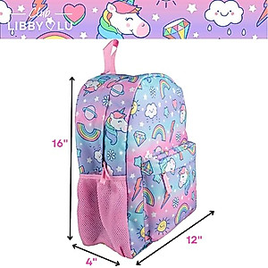 CLUB LIBBY LU Pastel Ombre Unicorn Backpack for Girls and Kids, 16 inch, Pink