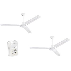 Ciata 2 Pack Garage Ceiling Fan, Shop Ceiling Fan, Commercial Ceiling Fan, Industrial 56 Inch Three Blade Indoor Ceiling Fan, with White Steel Blades in White Finish