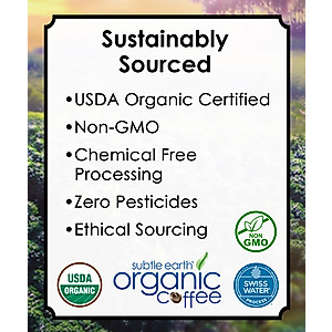 2LB Subtle Earth Organic Decaf - Swiss Water Process Decaf - Medium Dark Roast - Whole Bean Coffee - Low Acidity - Organic Certified by CCOF - 2 Pound Bag