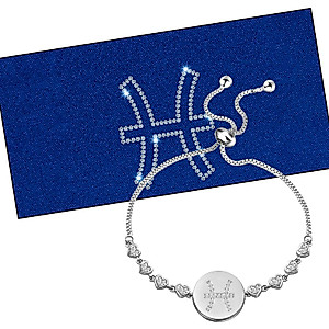 ENSIANTH Sliver Zodiac Sign Adjustable Bracelet Birthday Gift for Women (BR-Pisces S)
