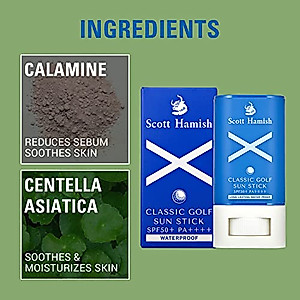 Scott Hamish Classic Golf Sun Stick SPF50+ PA++++ UVA/UVB Sunscreen Stick with Vitamin C – Water Resistant & Intensive Sunblock Stick to Hydrate & Smoothen Wrinkles - No White Cast, Non-Greasy, 0.63oz.