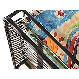 Copernicus Wide 20-Shelf Spring-Loaded Rolling Art Drying Rack for Classrooms and Art Studios, White/Black