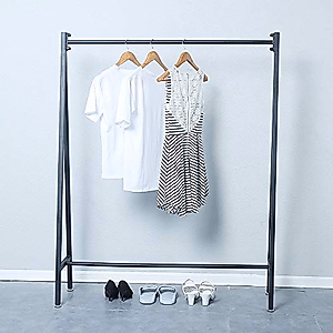 OLDRAINBOW Urban Iron Clothing Racks 59in,Commercial Clothes Racks for Hanging Clothes,Modern Metal Garment Rack,Retail Display Rack Standing Clothes Rack(Black)