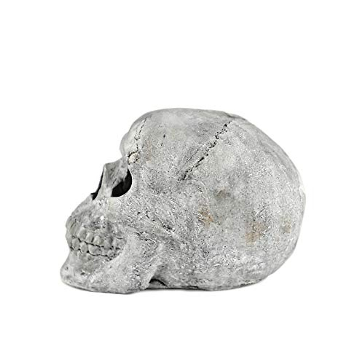 Myard Fireproof Imitated Human Fire Pit Skull Gas Log for NG, LP Wood Fireplace, Firepit, Campfire, Halloween Decor, BBQ (Qty 1, White - Mini, One Piece)
