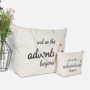 TOPDesign Canvas Tote Bride Bag, Inspirational Bridal Shower, Bachelorette Party, Engagement Wedding Gifts, Congratulation Present for New Chapter