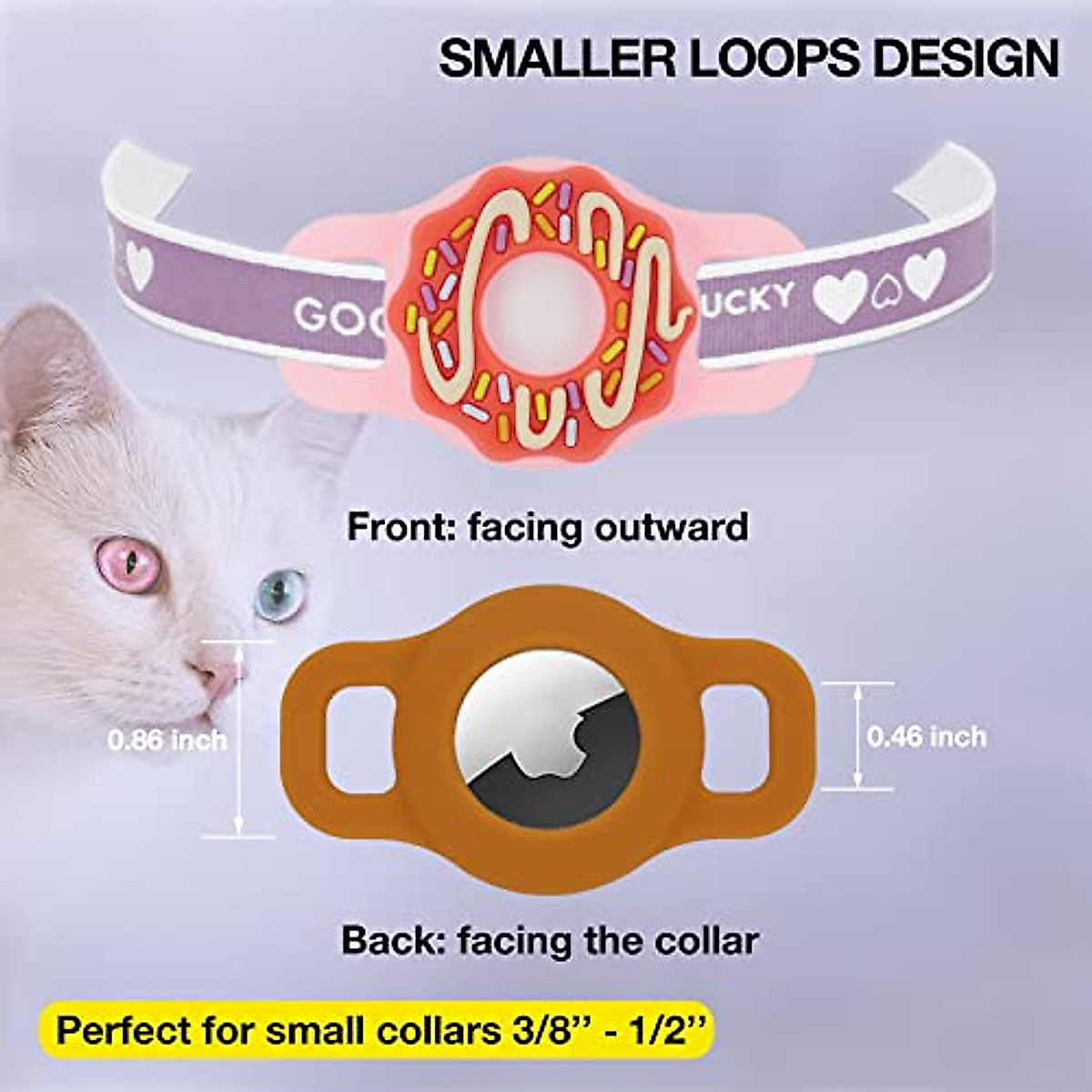 WHALEZON Airtag Cat Collar Holder, Small Air Tag Dog Collar Holder Compatible with Apple Tag, Anti-Lost Pet Tracker Case Fit on Puppy Collars 3/8" 1/2'' 5/8"