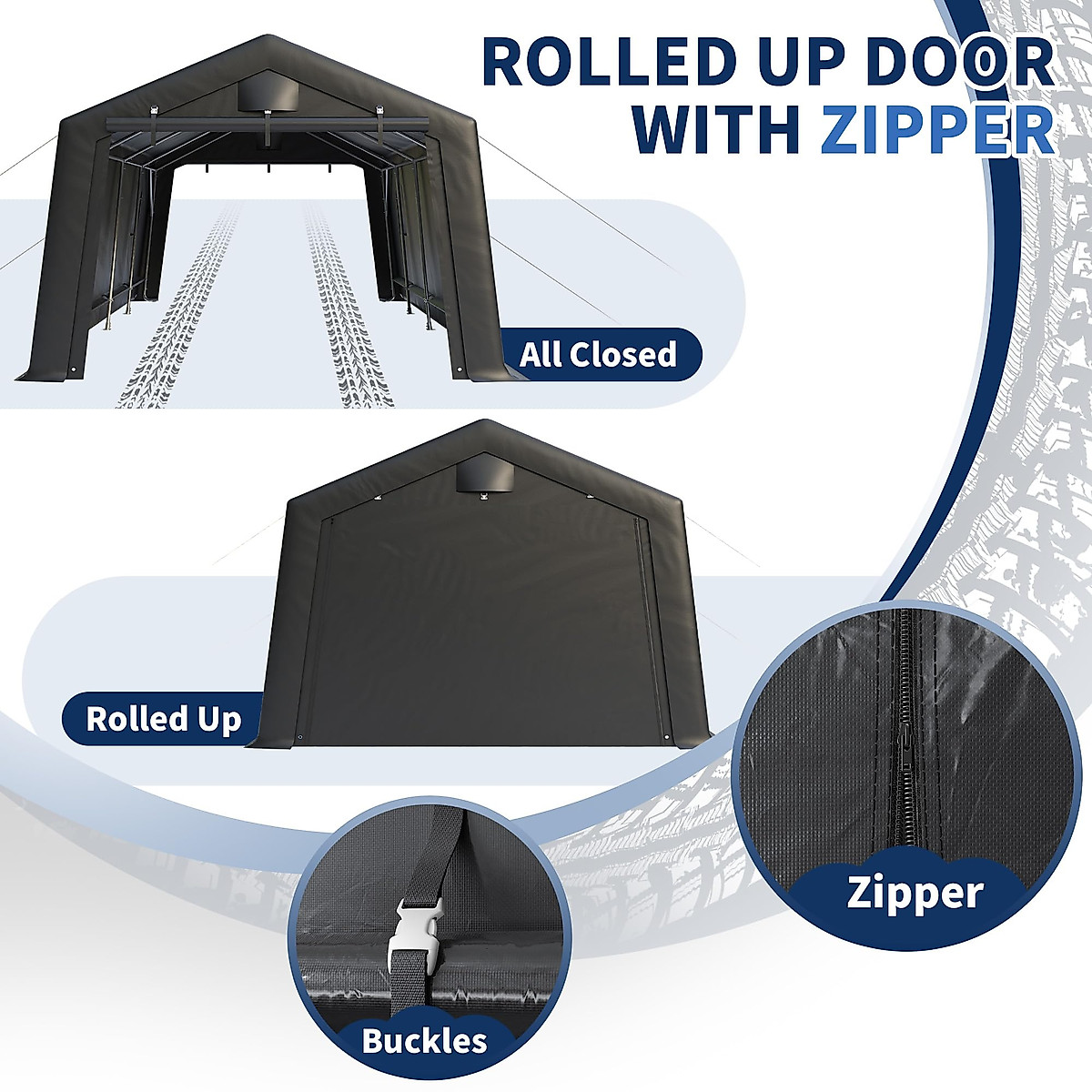 VONZOY 12'×20' Heavy Duty Carport,Car Canopy Portable Garage with Roll-up Zipper Door,Thick Shelter Storage Canopy Tent with All-Steel Metal Frame,Sunshade Waterproof for Motorcycle Car, Truck,SUV