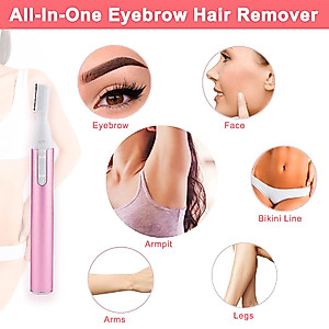 Electric Eyebrow Trimmer for Women, Facial Hair Razor Removal for Men, Mini Epilator for Bikini, Remover for Face, Chin, Peach Puzz, Lips, Body, Arms, Legs, Powered by Battery (not Included)