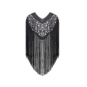 BABEYOND 1920s Shawl Wraps Long Fringed Evening Cape Sequin Beaded Party Shawl