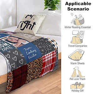 D-Story Best Mom Ever Custom Blanket Memorial Gift for Mom: Made in USA, Personalized Photo Text Throw Blanket as Gift from Daughter Son Lightweight Blanket for Bed, Camping and Travel