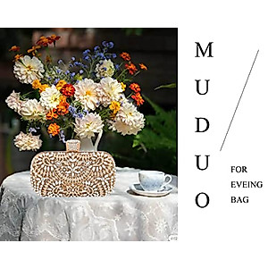 FIVE FLOWER Evening Clutch Bags Purse Handbag for Women Wedding Prom Party (GOLD), Medium