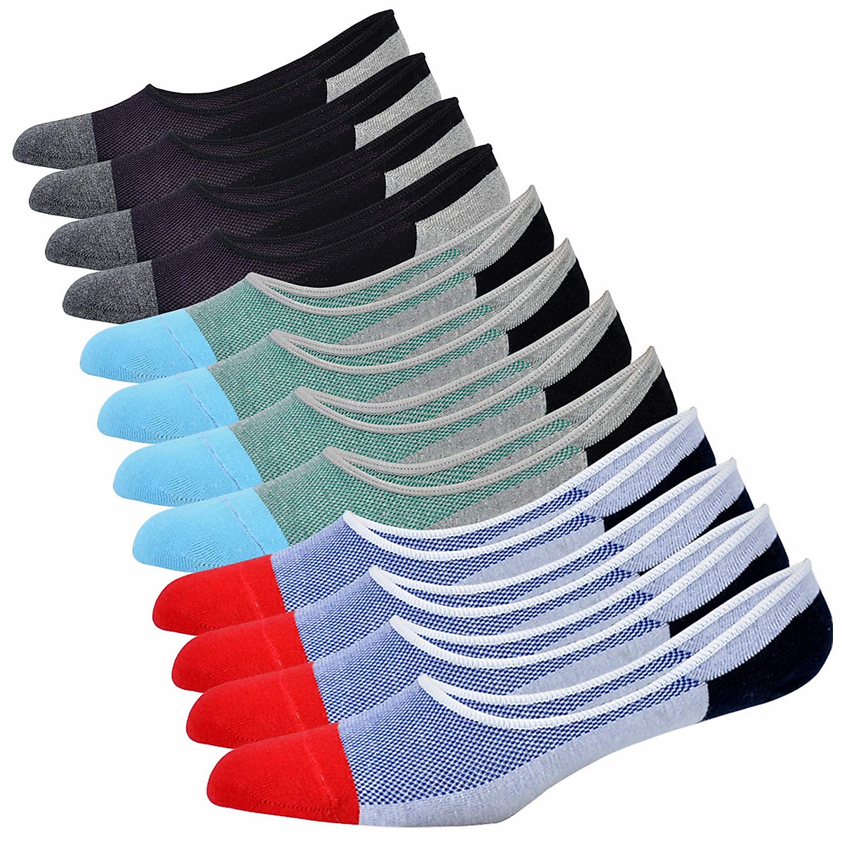 JORMATT 6 Pairs Mens Women Genuine No Show Socks Boys Sneaker Shoes Mesh Knit Low Cut Athletic Cotton Socks Non Slip, Men Shoe size 10-14