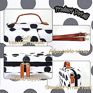 Kzlaonef Bible Cover for Women, Large Size Bible Case with Shoulder Strap, Bible Bag with Handle/Pockets, Polka dot Bible Cover, Gift for Women Girls