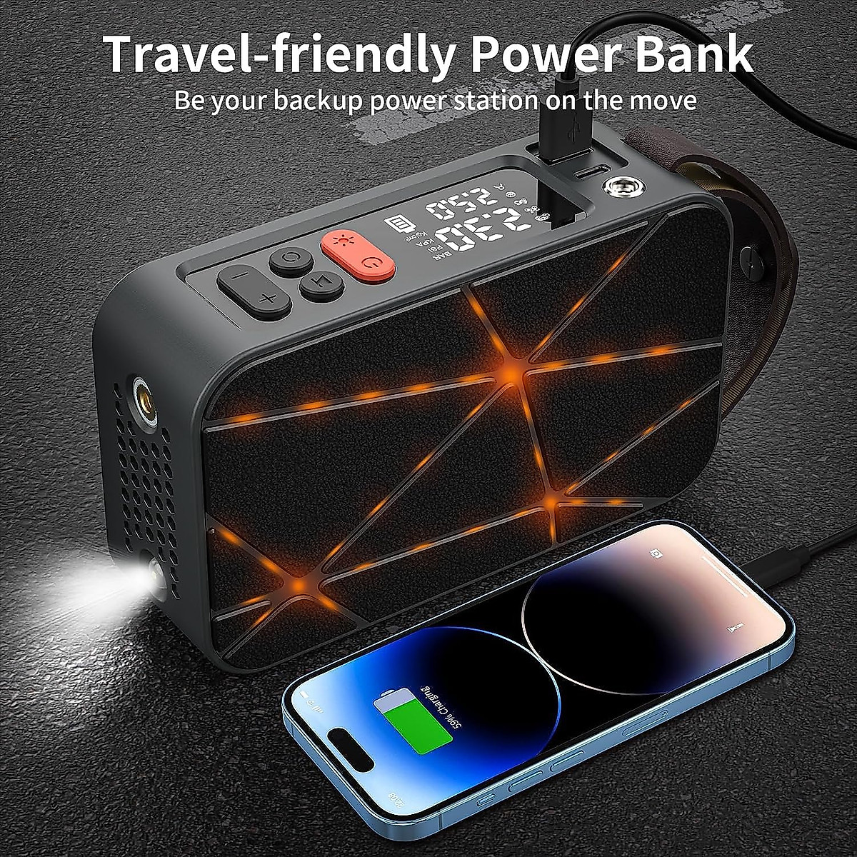 Tire Inflator Portable Air Compressor,150PSI 2X Faster Portable Air Pump for Car Tires,Rechargeable Battary & 12V DC Powered Air Compressor with Digital Pressure Gauge for Car Motorcycle Bike Ball