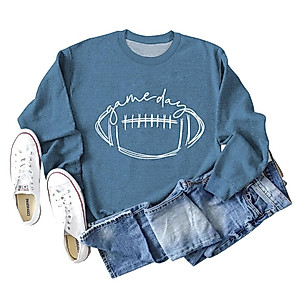 YourTops Women Game Day Sweatshirt Football Game Day Long Sleeve Clothing (US, Alpha, Medium, Regular, Regular, 1-blue)