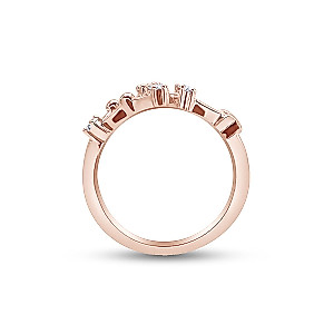 AFFY 1/10 Carat Natural Round Diamond Celestial Star Horoscope Astrology Gemini Zodiac Sign Ring In 14k Rose Gold Over Sterling Silver (0.1 Cttw, H-I Color, I1-I2 Clarity) Ring Size - 7.5