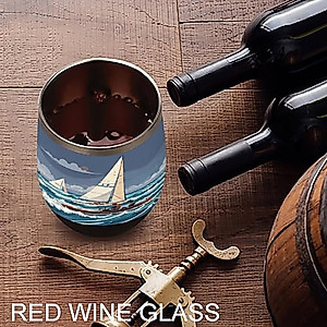 OPTKSNCU 304 Stainless Steel Insulated Cup with Lid, Two Rowboats Print Durable, And Easy to Clean – Ideal for Home, Office, And Gift Giving