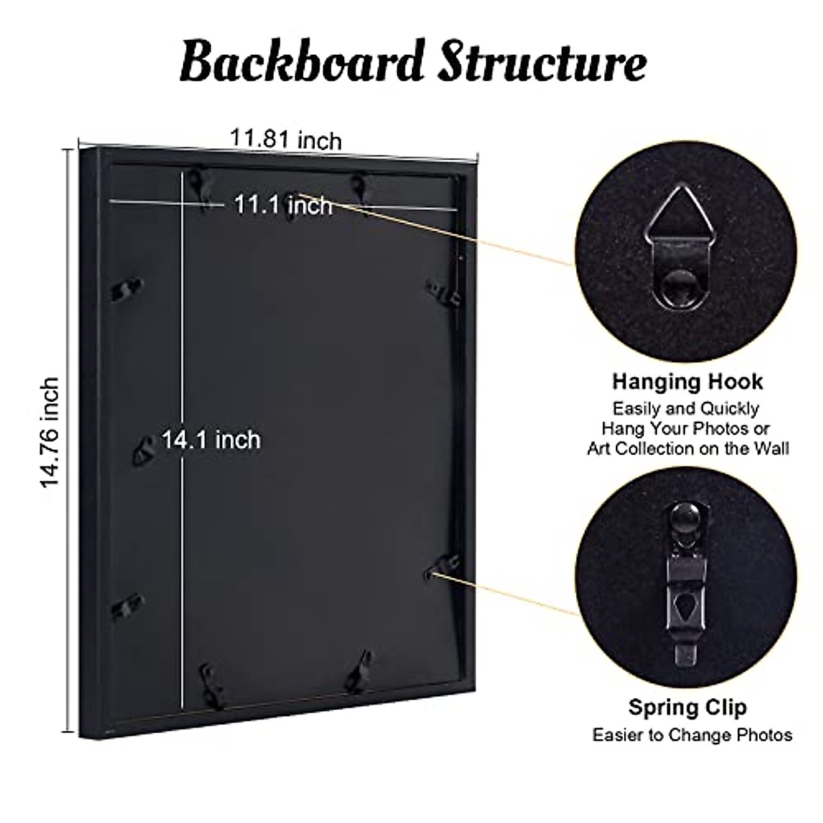 ENGLORY 11x14 Picture Frame Black Set of 3, Made of composite wood and Real Glass, Display 8x10 with Mat or 11x14 Without Mat, 11 x 14 Photo Frames for Wall Mounting.
