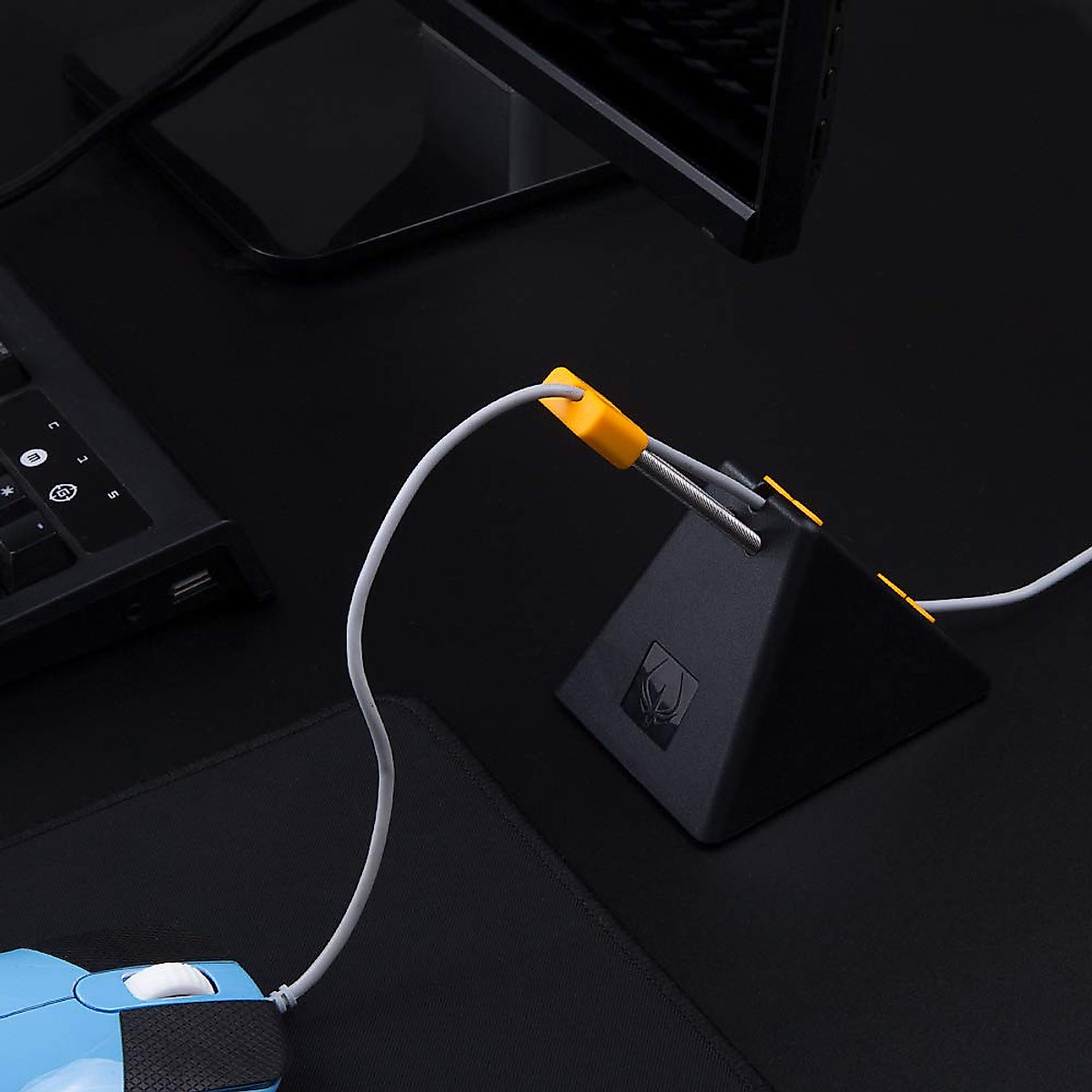 [New] Hotline Games Mouse Bungee, Mouse Cord Clip Cord Management System Fixer Holder for Esports FPS Game (Black-Orange)