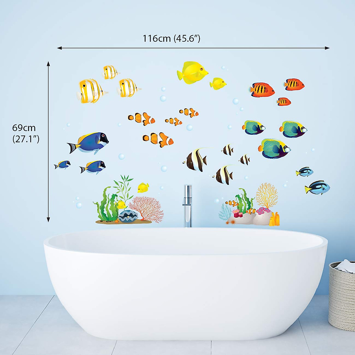 DECOWALL DWL-1811N Coral Reef Fish Kids Wall Stickers Wall Decals Peel and Stick Removable Wall Stickers for Kids Nursery Bedroom Living Room décor