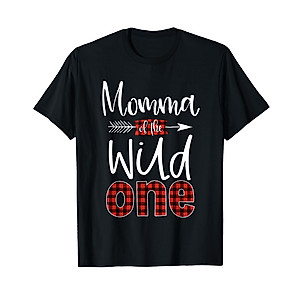 Momma of the Wild One Buffalo Plaid Lumberjack 1st Birthday T-Shirt