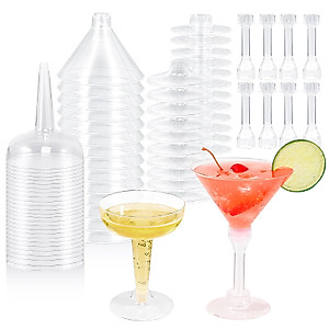 KesaPlan 50 Pack 2 Style Plastic Martini Glasses Disposable Cocktail Glasses 5/3.4 oz Martini Plastic Cocktail Glasses Ice Cream Dessert Cups for Appetizer, Outdoor Parties, Weddings, Home Party