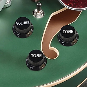 6 pcs Guitar Plastic Knob, lyfLux 2 Sets of Electric Guitar Timbre Control Knob, For Electric Guitar Bass Volume Control, 2 Volume Keys, 4 TONE Keys, (Black and White)