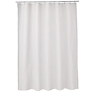 Amazon Basics Water Resistant 8-Gauge PEVA Shower Curtain Liner with Metal Grommets and Plastic Shower Hooks - 72" x 72", White