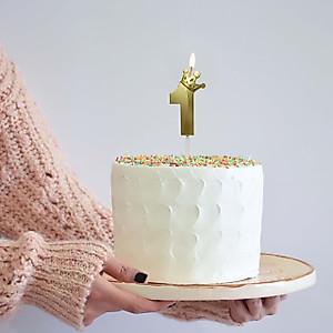 The Gold Number 1 Birthday Candle for Cake is Beautiful Number 1 Candle for First Birthday Decorations for Boys and Girls (Gold-1, Crown)