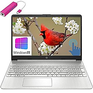 HP 2022 15 15.6" FHD Touchscreen Laptop, Intel Quad-Core i7-1165G7 up to 4.7GHz, 16GB DDR4 RAM, 1TB PCIe SSD, 802.11AC WiFi, Bluetooth 4.2, Webcam, Natural Silver, Windows 11, Type-C HUB