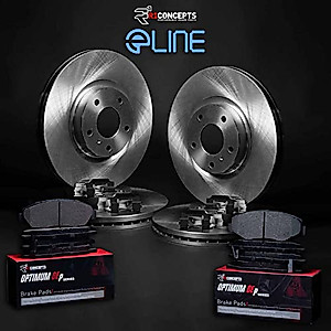 R1 Concepts Front Rear Brakes and Rotors Kit |Front Rear Brake Pads| Brake Rotors and Pads| Optimum OEp Brake Pads and Rotors |Hardware Kit|fits 2008-2012 Land Rover LR2