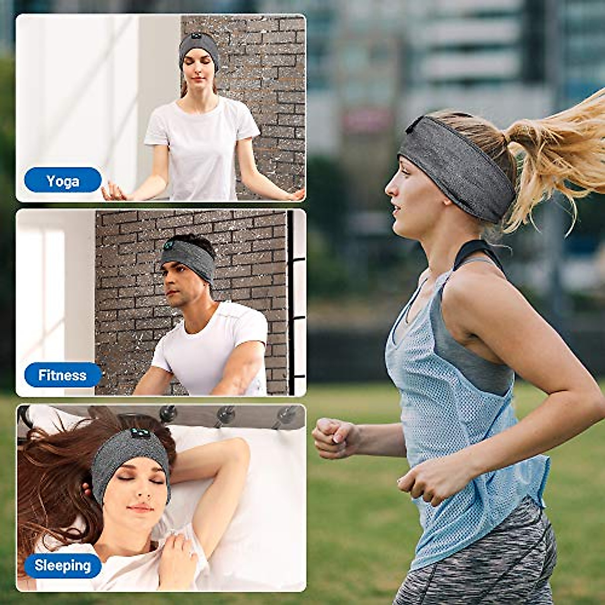 Perytong Sleep Headphones, Bluetooth Sports Headband Headphones with Ultra-Thin HD Stereo Speakers Perfect for Sleeping,Workout,Jogging,Yoga,Insomnia, Air Travel, Meditation